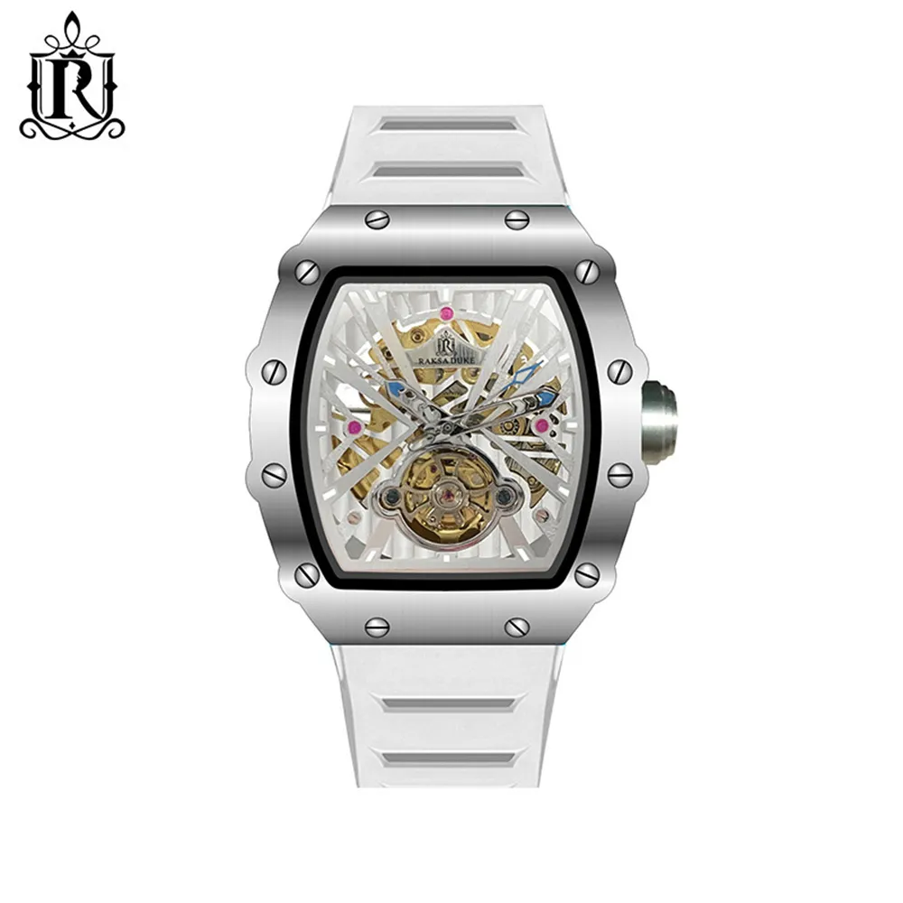 Mens Watches Mechanical Automatic Tonneau Wristwatch, Sapphire Crystal ...