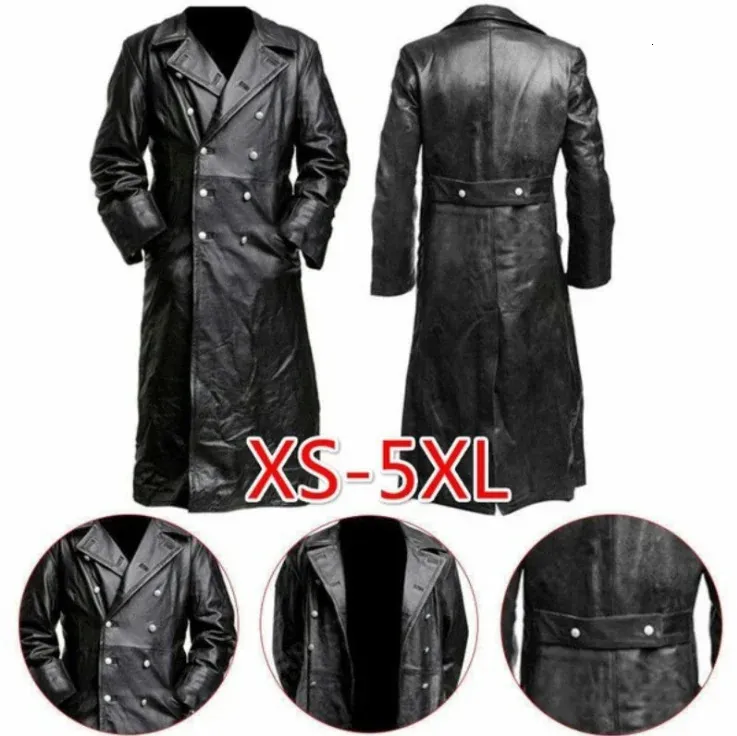 MENS GERMAN CLASSIC WW2 MILITARY UNIFORM OFFICER BLACK REAL LEATHER ...