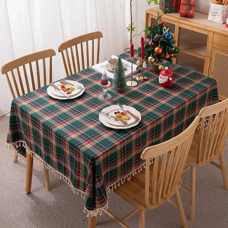 Festive Woven Christmas Tablecloth - Rectangular Red & Green, Perfect ...