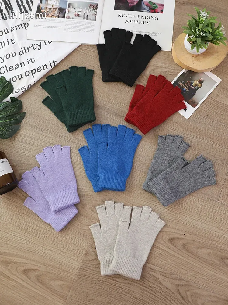 Premium Knit Fingerless Winter Mittens - Women's Wool Gloves for Work ...