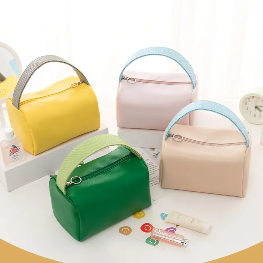 Candy Color PU Leather Cosmetic Bag - Travel Makeup Organizer, Wash Bag ...