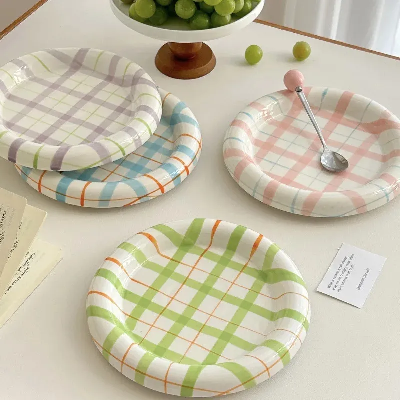 Cute Korean Ceramic Plates 8 Inch Decorative Dinner, Breakfast ...