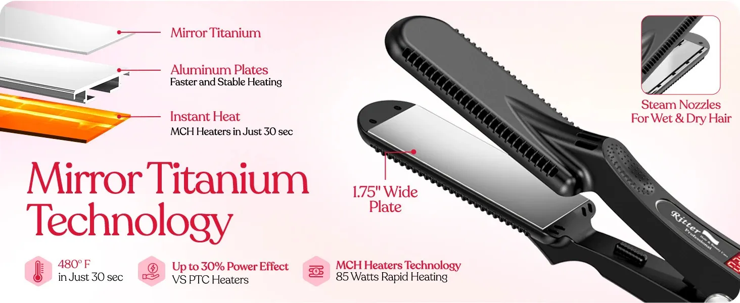 Wide Plate Hair Straightener: Long & Curly Hair, Wet & Dry Use - Shop ...