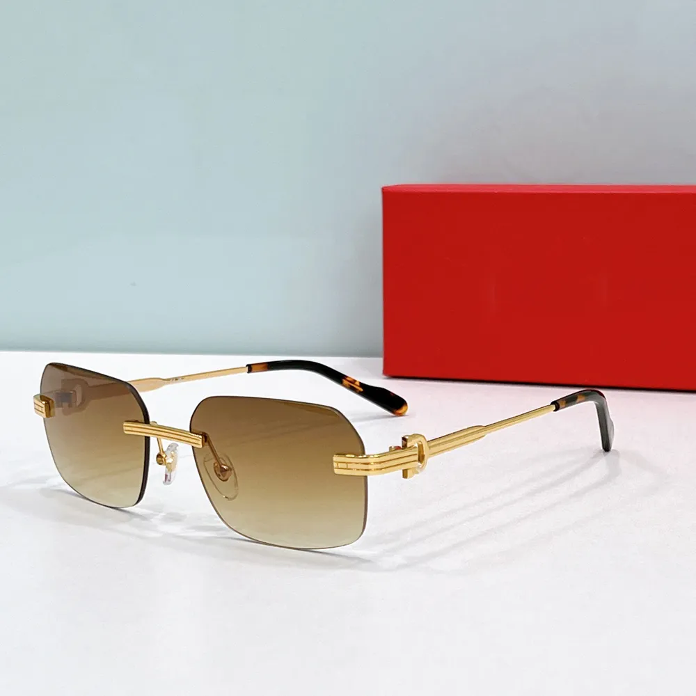 Stylish Vintage Rimless Rimless Sunglasses Mens For Women With Gold ...