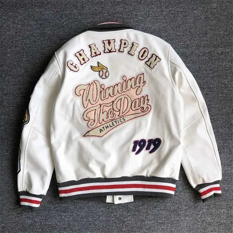 Mens Vintage Leather Baseball Jacket - Retro Style, Shop Now! Premium ...