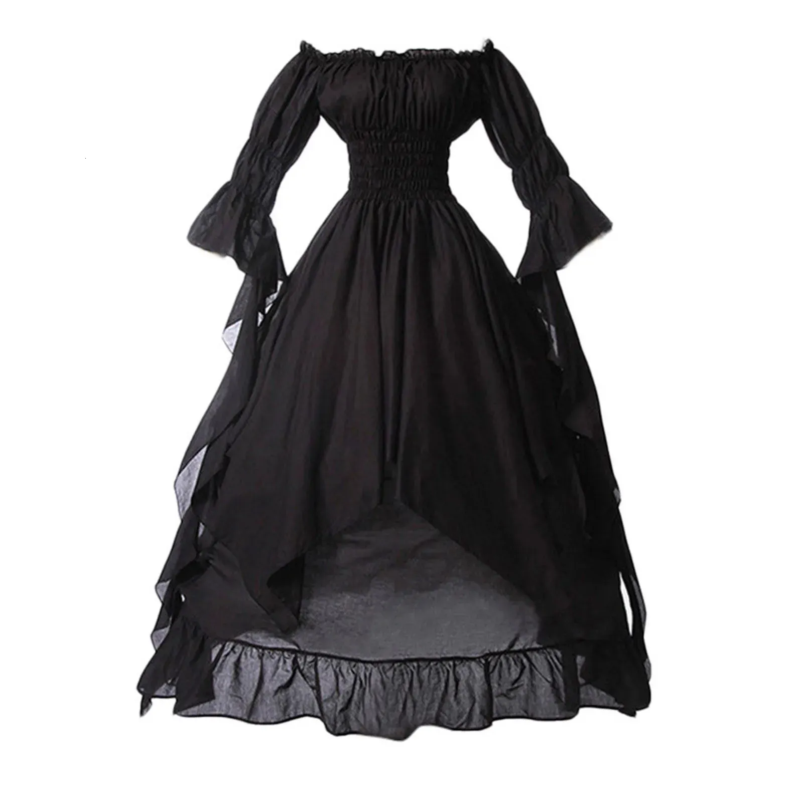 Black Gothic Dress For Women Victorian Ruffle Renaissance Costume ...