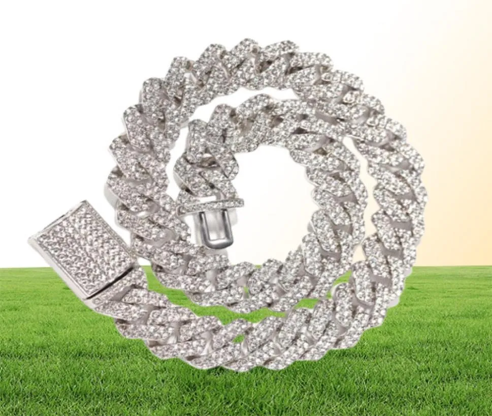 Iced Out Miami Cuban Micro Cuban Chain Silver Necklace Gold/Silver Men ...