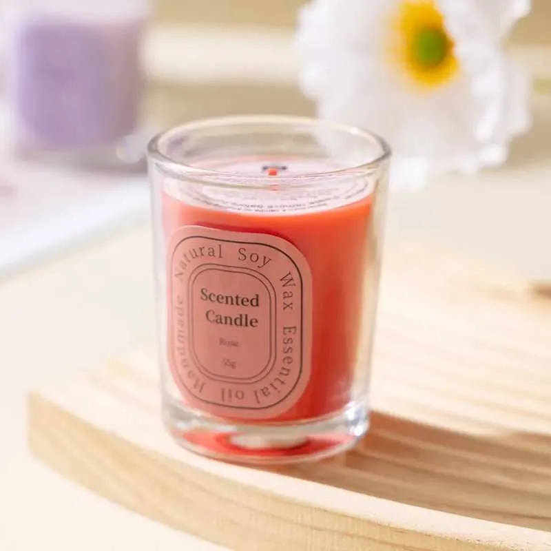 Scented Multi-Color Soy Wax Glass Prayer Candle with Woody Incense ...