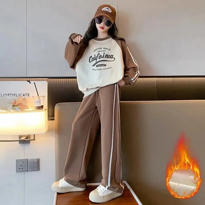 Girls Tracksuit Wool Blend Warm Sportswear Set Youth Tracksuits ...