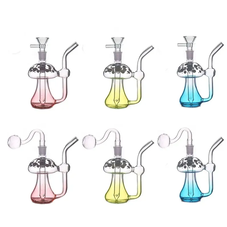 Mushroom Glass Oil Burner Bubbler Pipe Mini Bongs Glow In The Dark ...