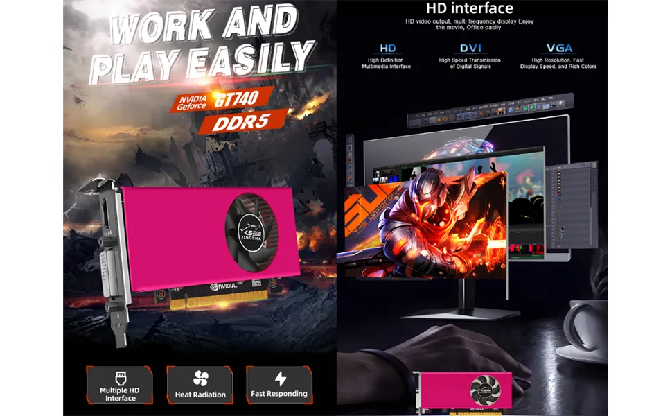 GTX 740 Graphics Card, 4GB GDDR5 128Bit Games Video Card, PCI Express 2 ...