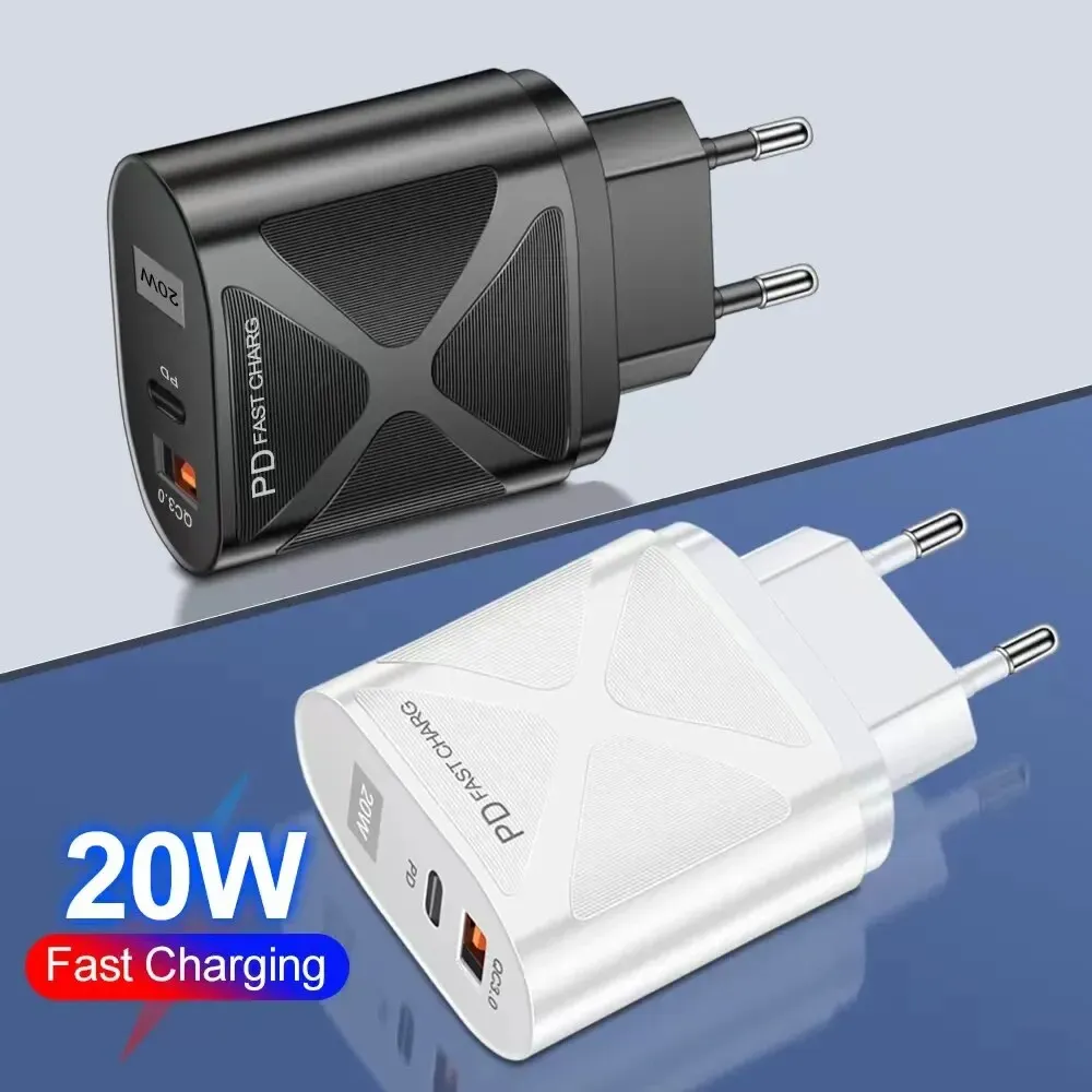 Dual USB Type C PD 20W Fast Charger: Universal Wall Adapter with Quick ...