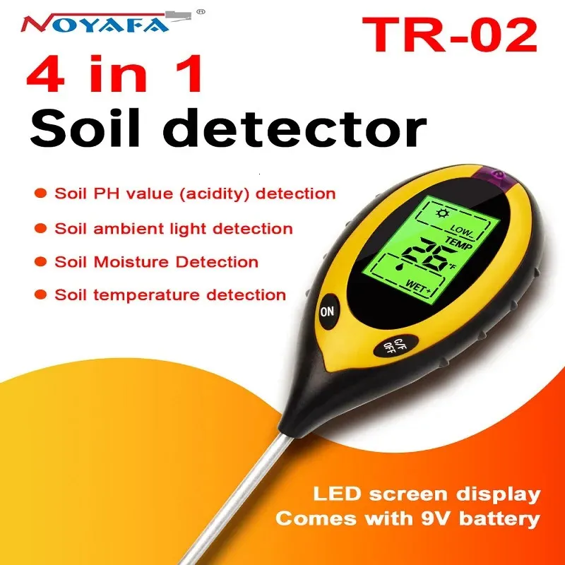 NOYAFA 4 In 1 Soil PH Tester Moisture Meter Sunlight Intensity ...
