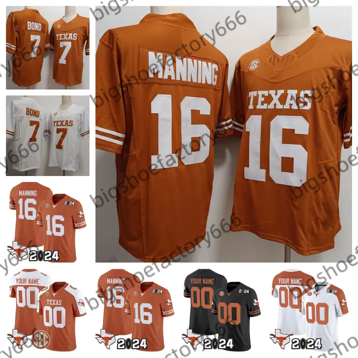 Texas Longhorns Football Jersey Custom Name Number, Men's Polyester ...