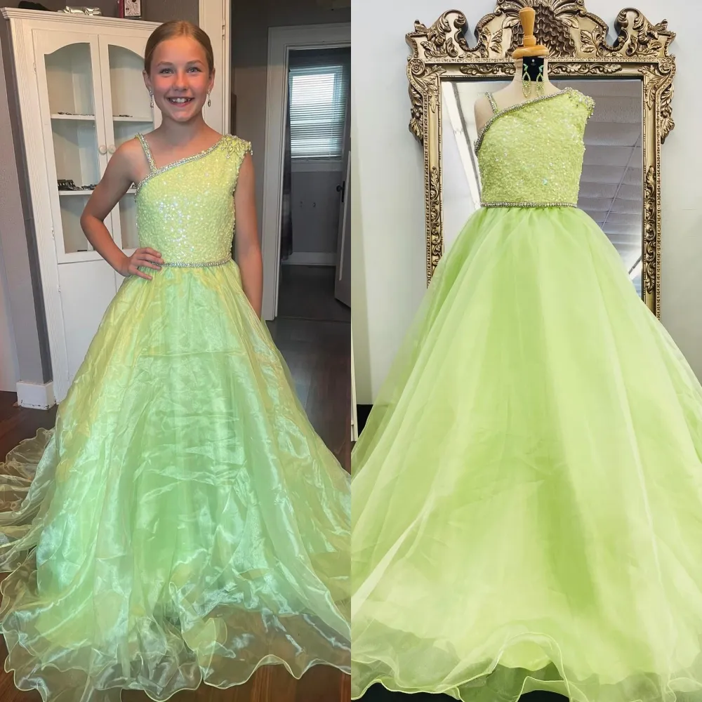 Long Girl Preteen Pageant Dress 2025 A Line Une Hoader Boaded Sequin ...