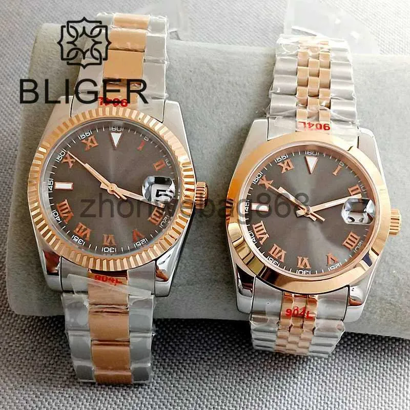 BLIGER Mens Watches 36mm/39mm Stainless Steel Rose Gold Strap NH35 ...
