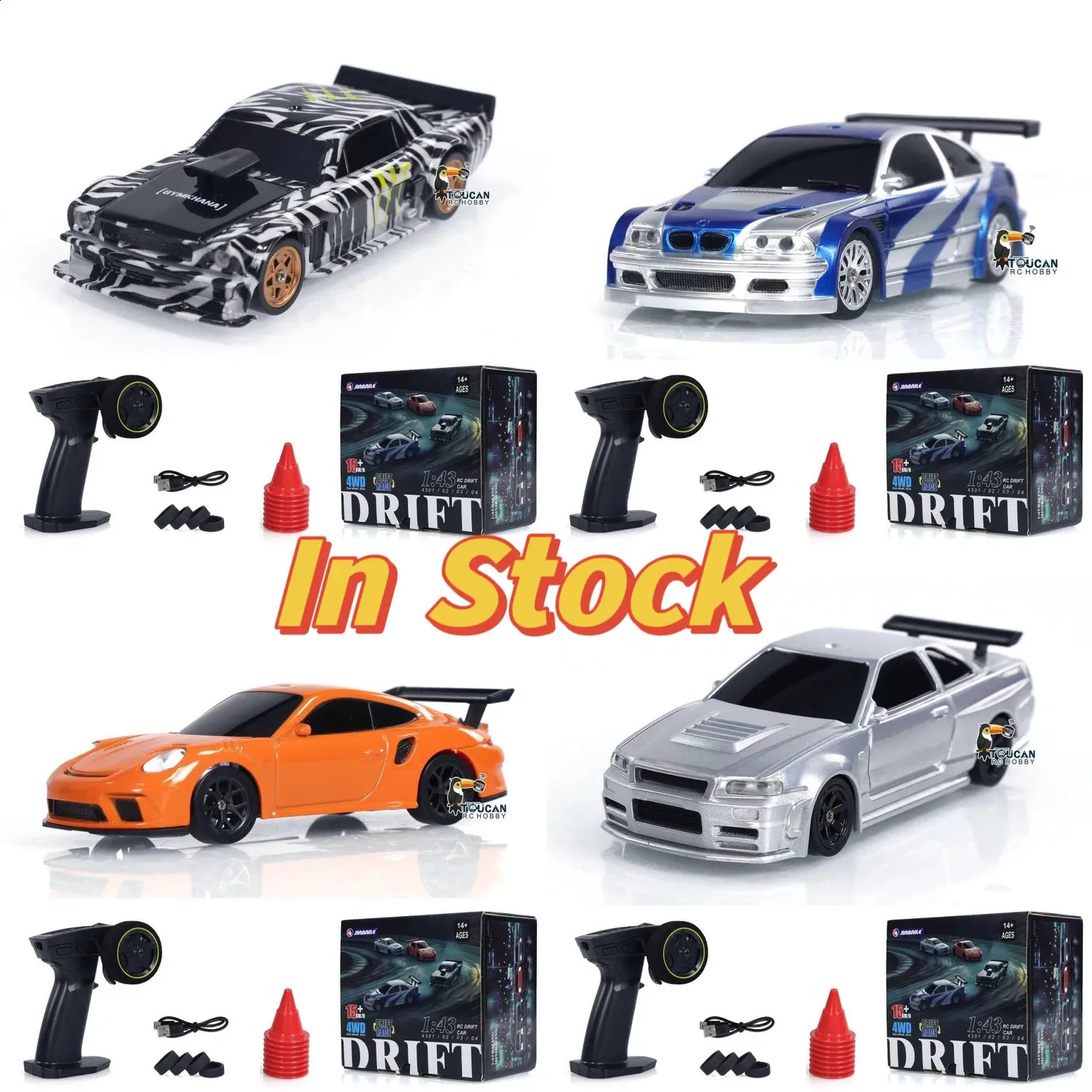 Mini 4WD RC Car, 2.4GHz Remote Control Drifting Toy Car, 1/43 Scale ...