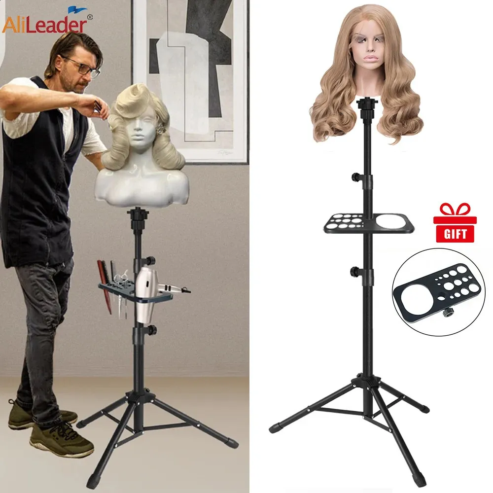 Adjustable Wig Mannequin Head Stand with Tray - Portable Tripod for Wig ...