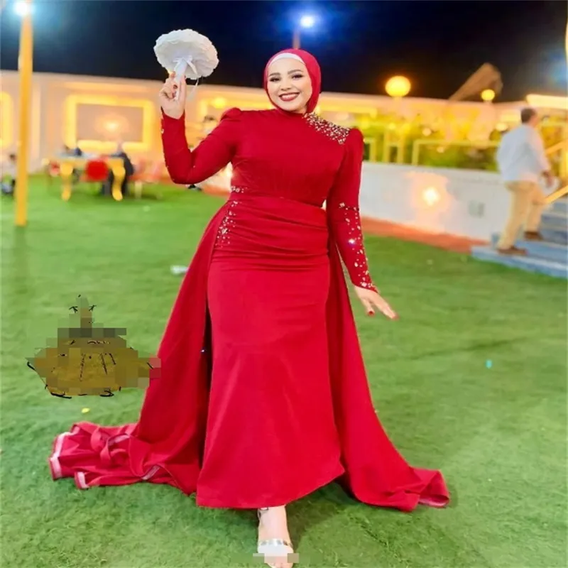 Arabic Bridal Dresses, Evening Dress Muslim: Red Formal Gown With ...