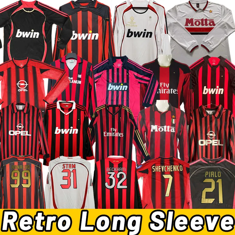 AC Long sleeve RETRO MILAN Soccer Jersey 04 05 06 07 2009 2010 2012 2014 MILAN football shirt ...