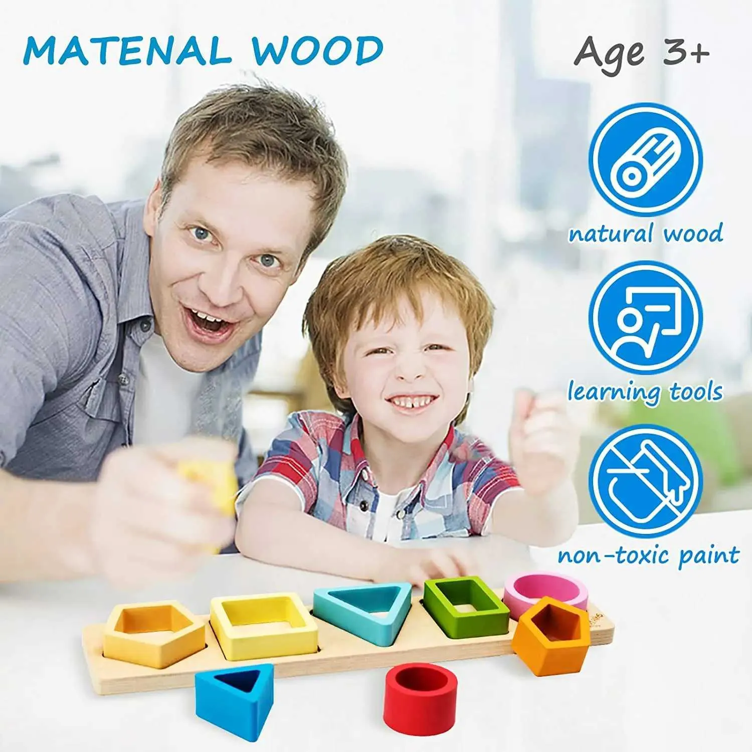 Montessori Wooden Toys for Toddlers - Shape Sorter Stacking Toys ...