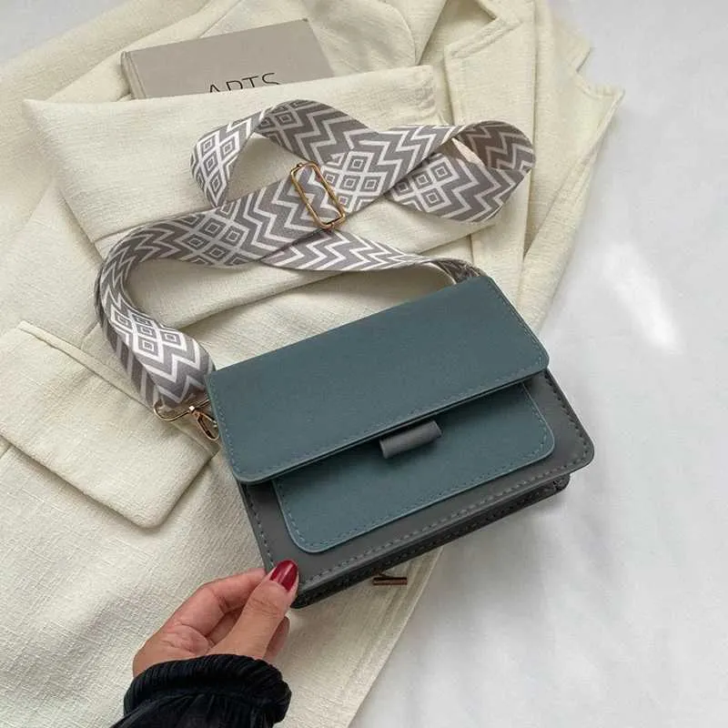 Sh2393 Wide Strap Designer Small Crossbody Bag Matte PU Leather ...