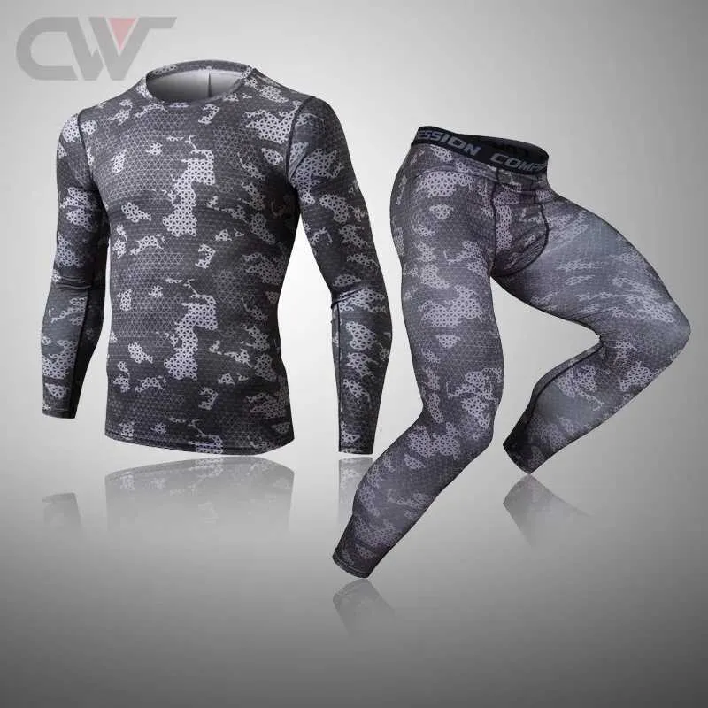 Men's Thermal Underwear Set - Camo Compression Tights, Quick Dry ...