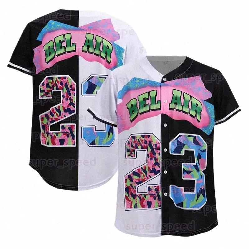 Bel Air Hip Hop 90s Men's Black And White 70s Baseball Uniforms Unisex ...