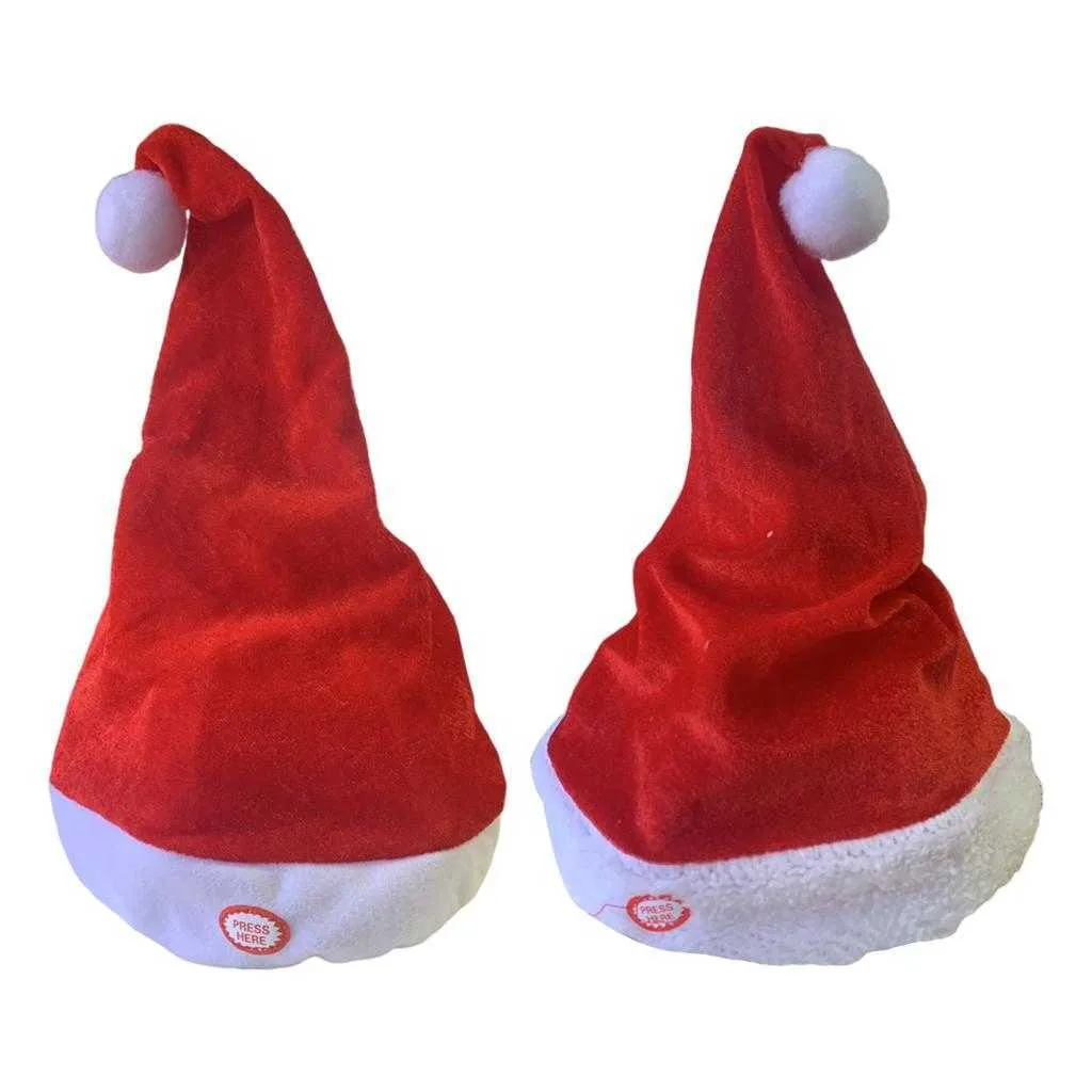Beanie/Skull Caps Singing Dancing Santa Claus Hat Decoration Music Red ...