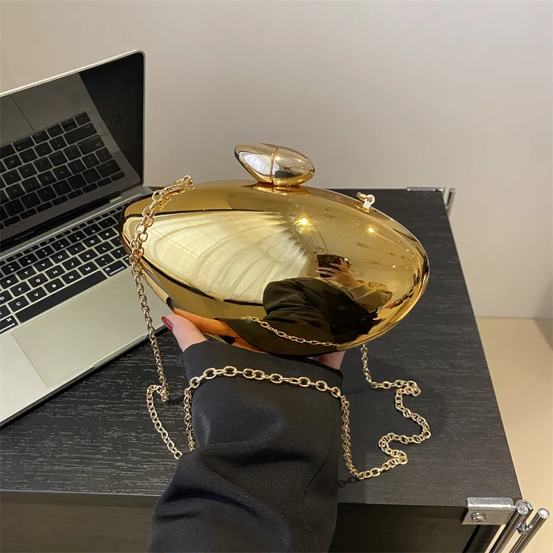 Gold Evening Clutch Purse for Women Mini Shell Handbag with Hasp ...