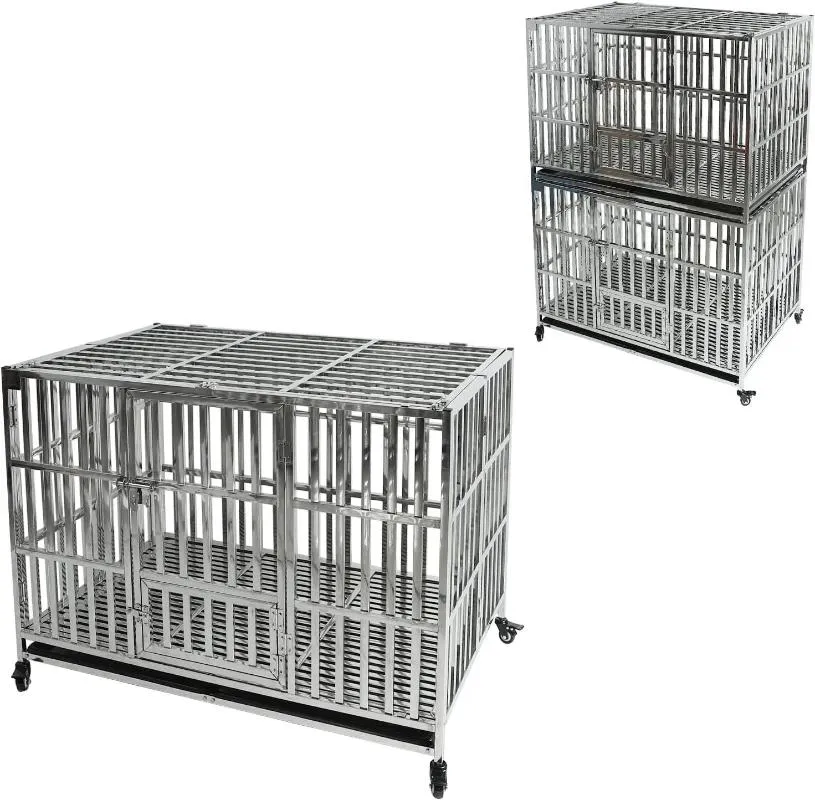 Wholesale 48 Stackable Stainless Steel Metal Cat Crate With Tray Heavy ...
