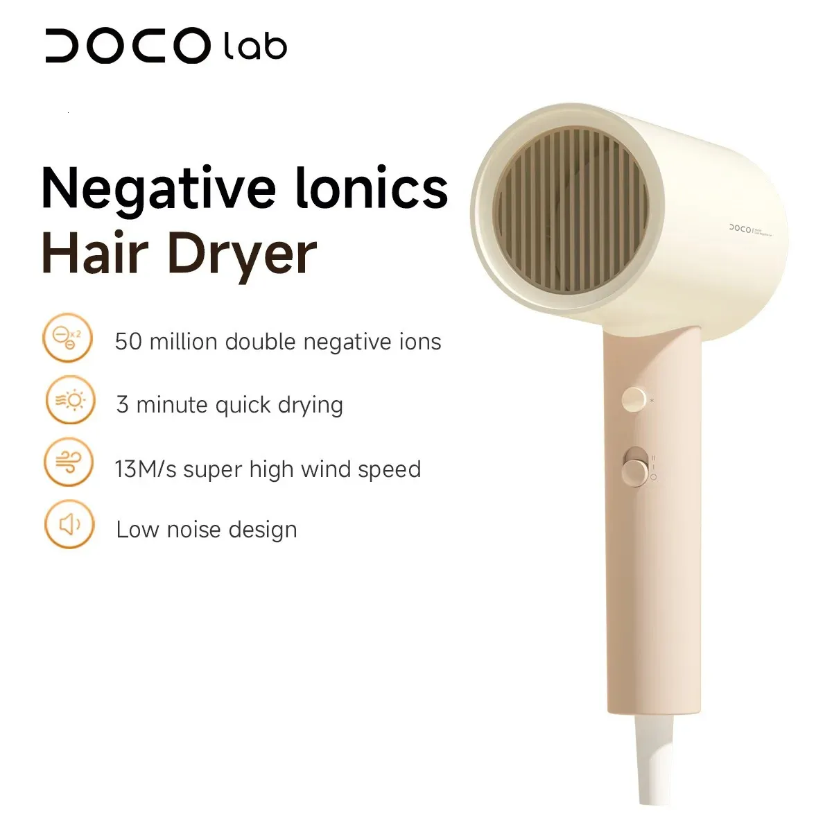 DOCO 1800W Foldable Hair Dryer With 50 Million Anion For Smooth Shiny ...