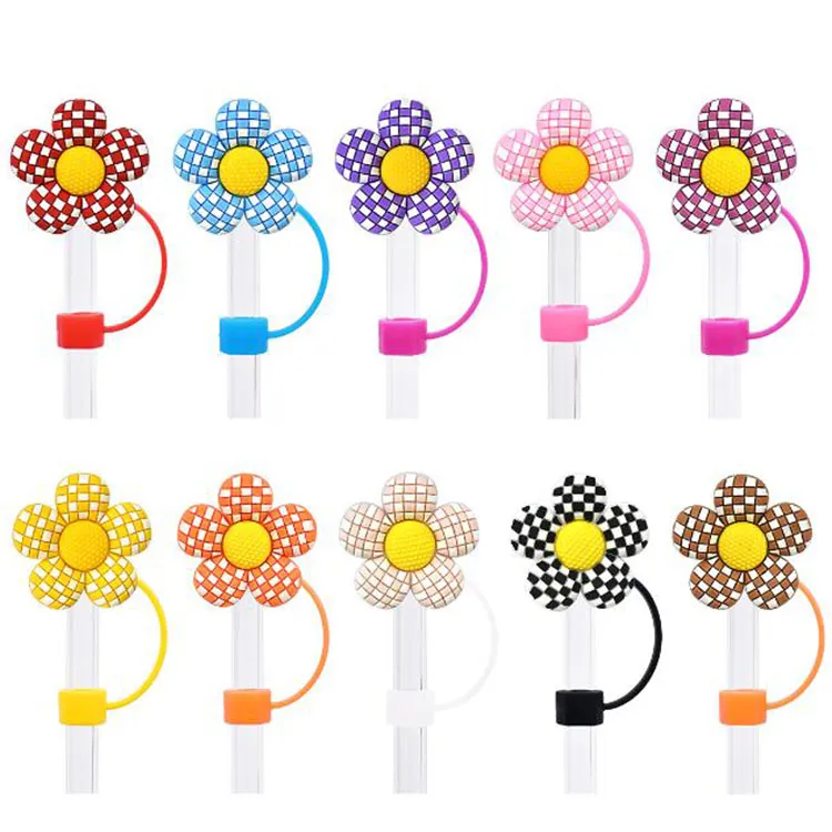 Flower Straw Covers for 40oz Tumblers - Reusable Silicone Straw Toppers ...