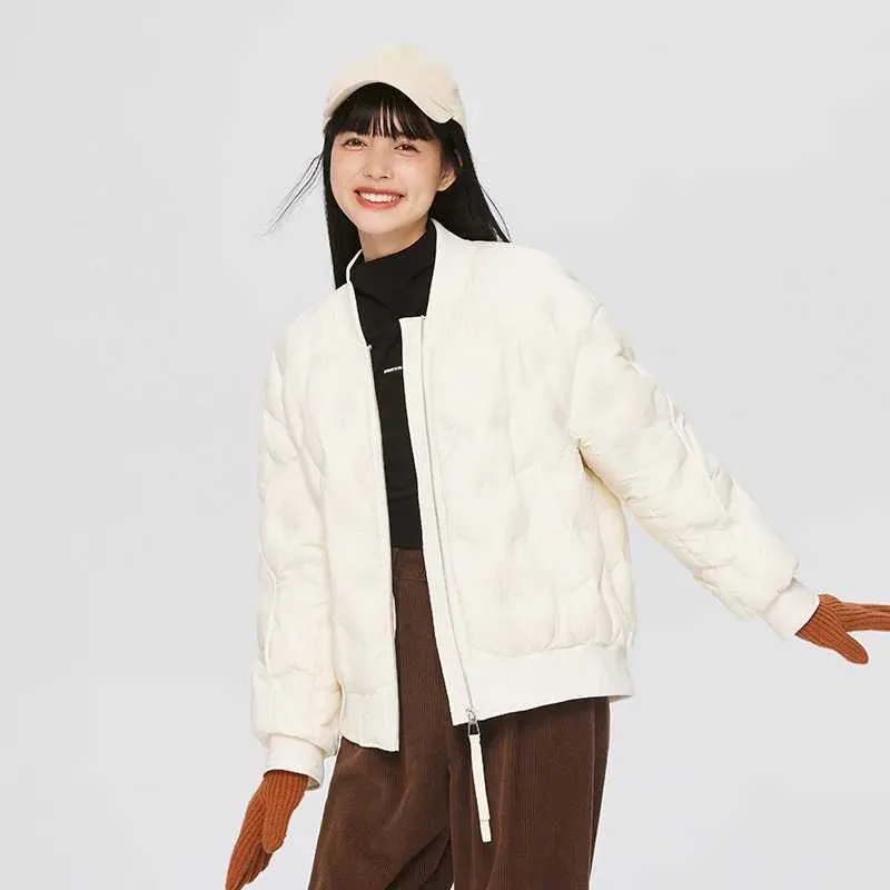 Mid-Length Down Padded Jacket - Women's Winter Coat, Baseball Collar ...