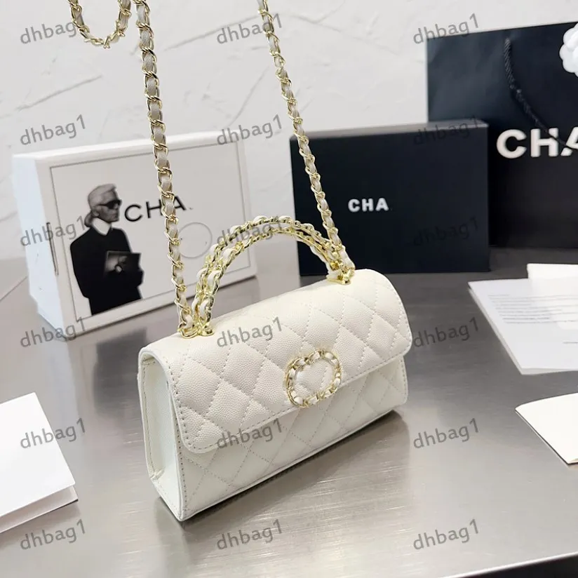 High Quality Designer Clamshell Bag With Gold Hardware And Thin Chain ...