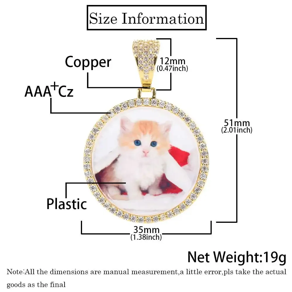 Personalized Hip Hop Memorial Picture Necklace with CZ Bling - Circular ...