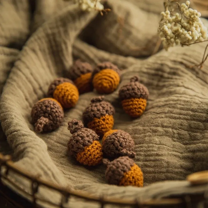 50 Premium Crocheted Pine Cone & Leaf Beads - DIY Wooden Beads for ...