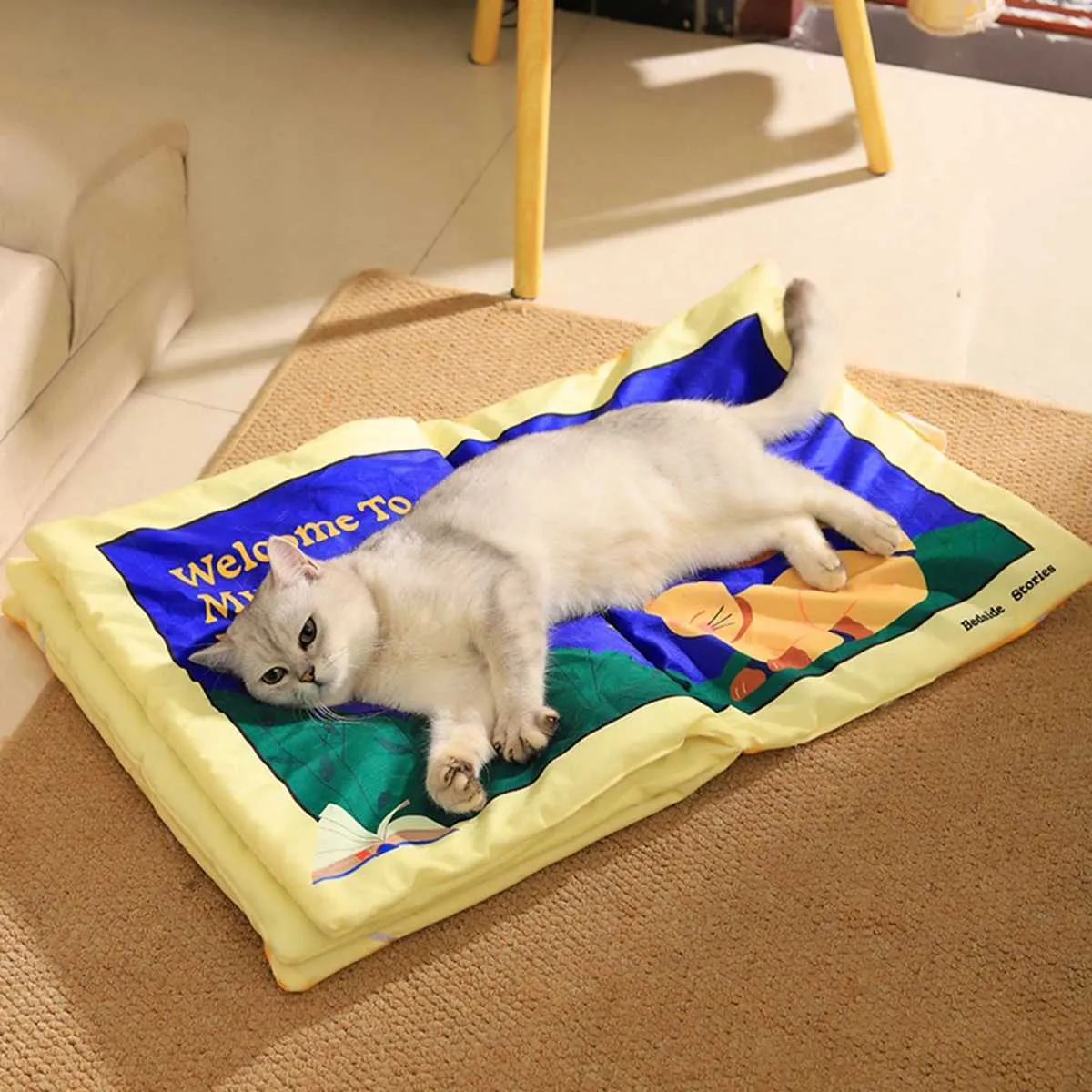 DHgate.com:Foldable Book-Shaped Cat Bed Mat - Cozy & Fun Pet Sleep ...
