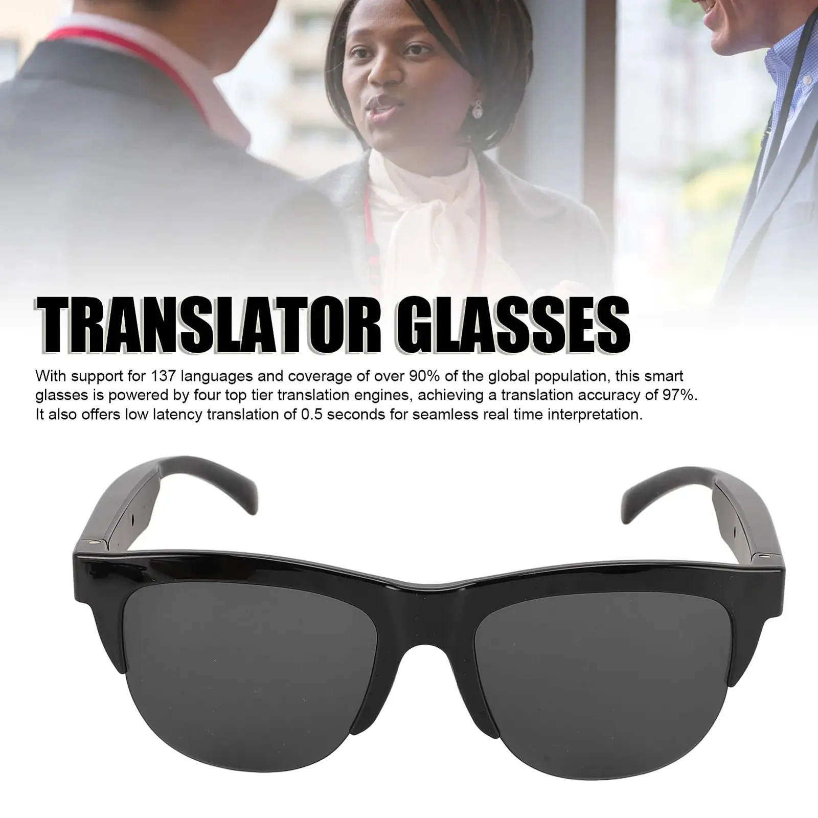 Translation Device: 137 Language Translator Glasses with TR90 Frame, PC ...