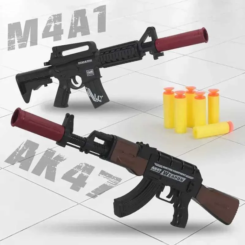 Soft Bullet Toy Gun Rifle Mini AK47 & M4A1 Shell Spray Kids & Adults ...