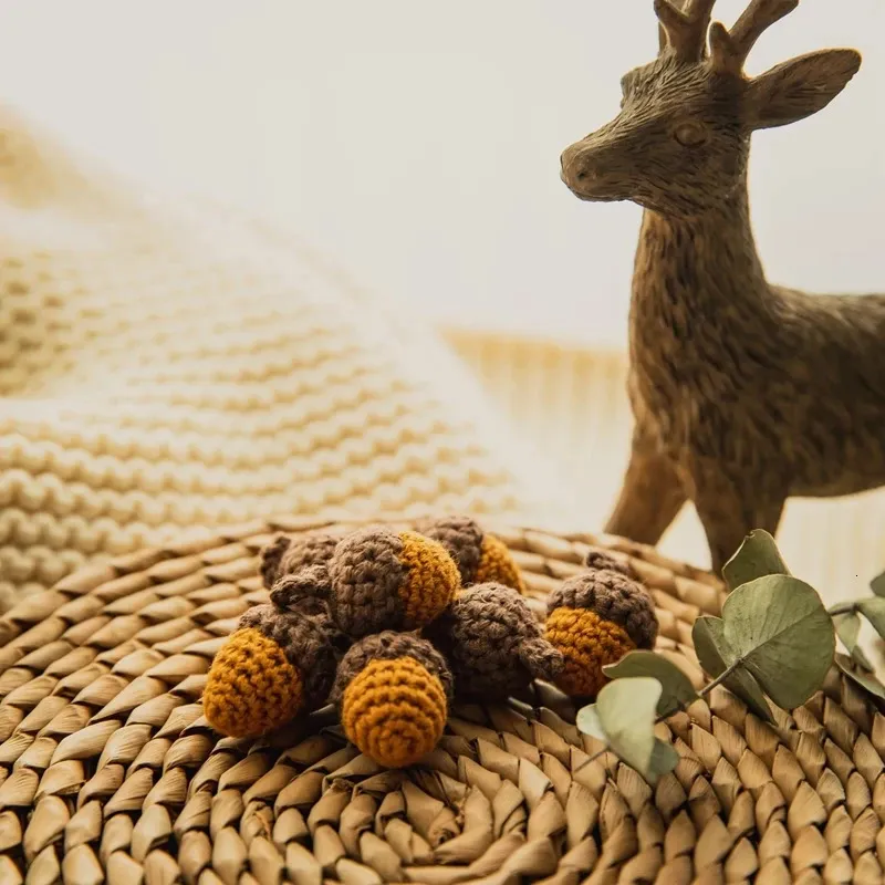50 Premium Crocheted Pine Cone & Leaf Beads - DIY Wooden Beads for ...