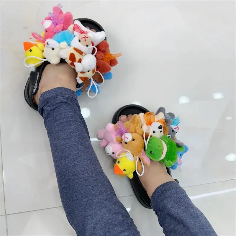 Cartoon Teddy Bear Sliders for Children: Warm, Fluffy, Plush Cotton Fur ...