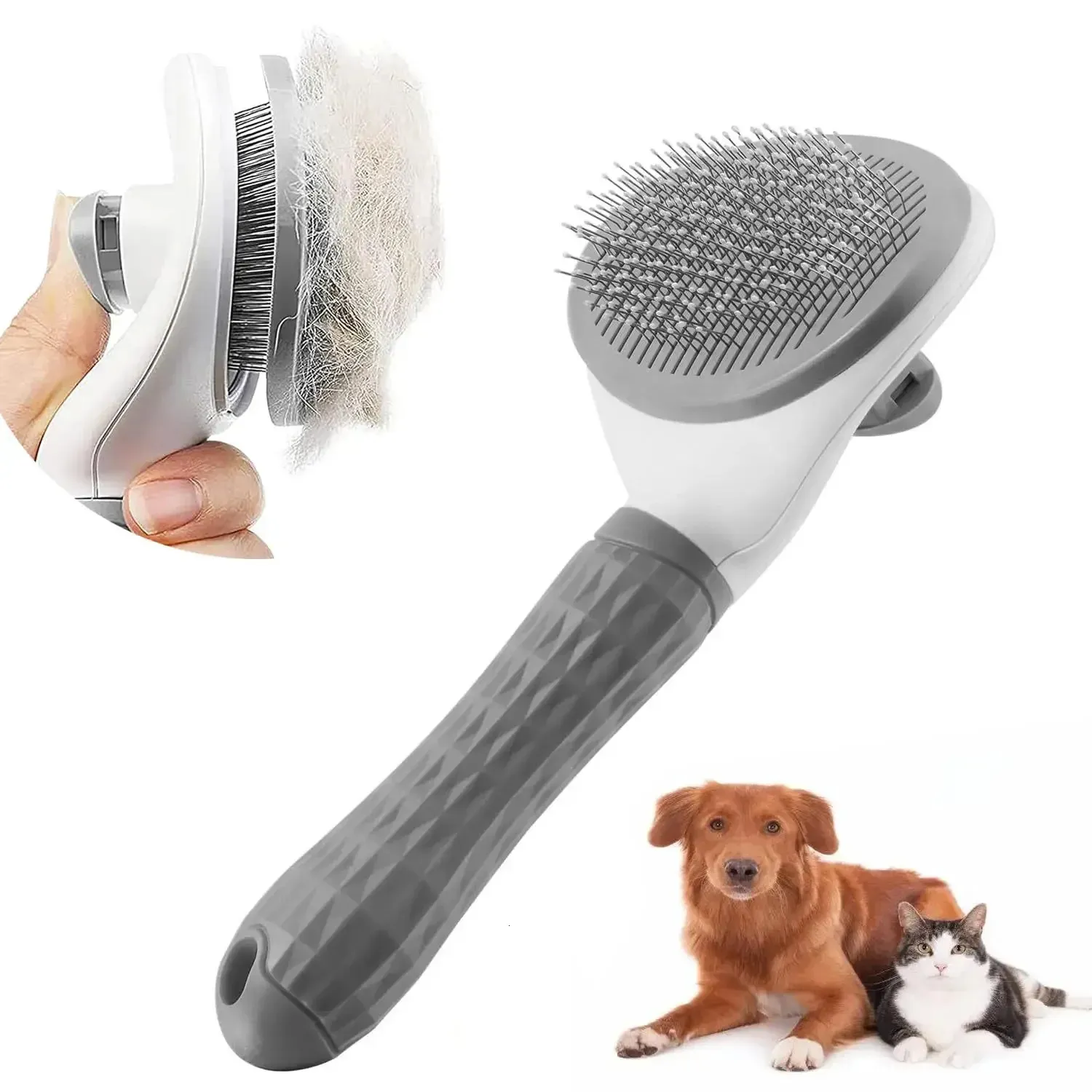 DHgate.com:Self-Cleaning Pet Hair Comb: Gentle Cat & Dog Grooming Brush ...