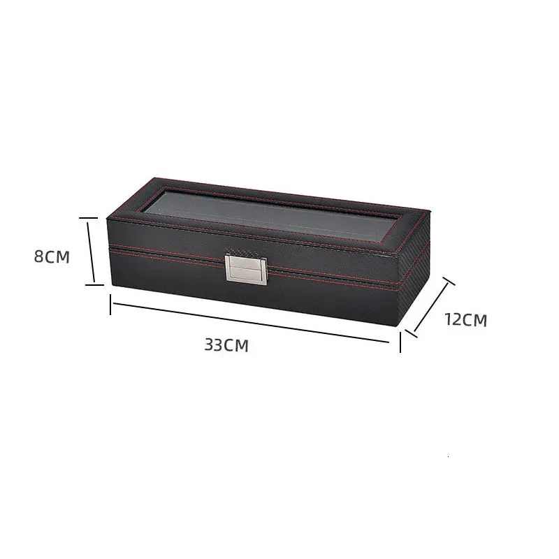 Black Carbon Fiber Jewelry & Watch Storage Box with 5/6/10/12 Position ...