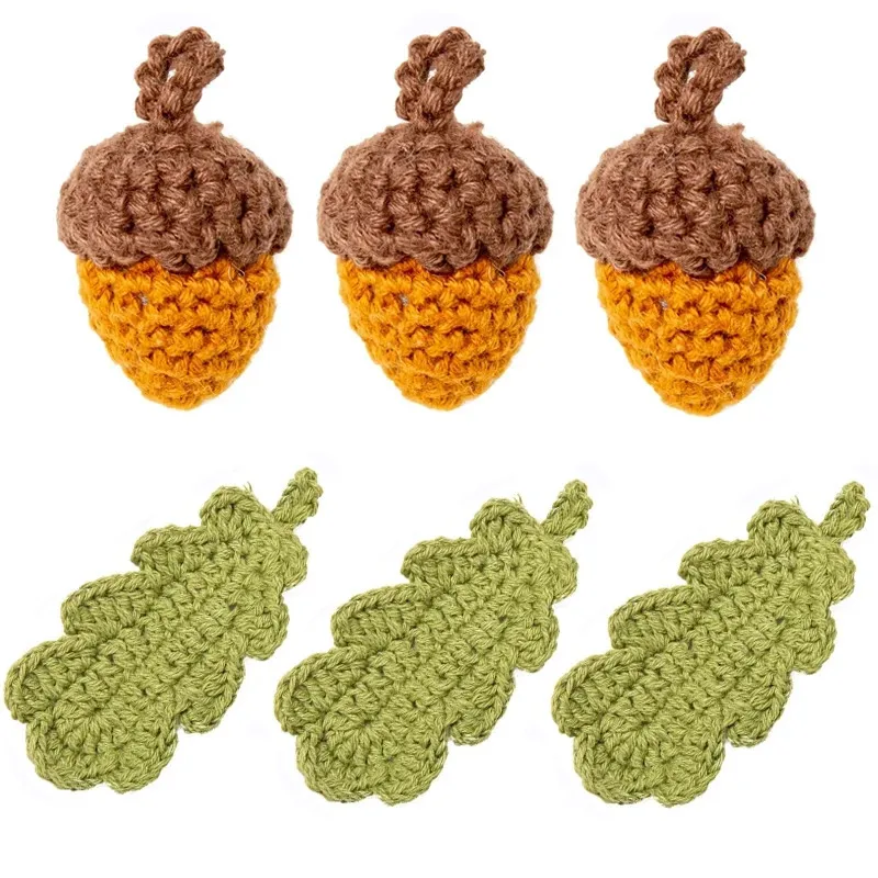 50 Premium Crocheted Pine Cone & Leaf Beads - DIY Wooden Beads for ...