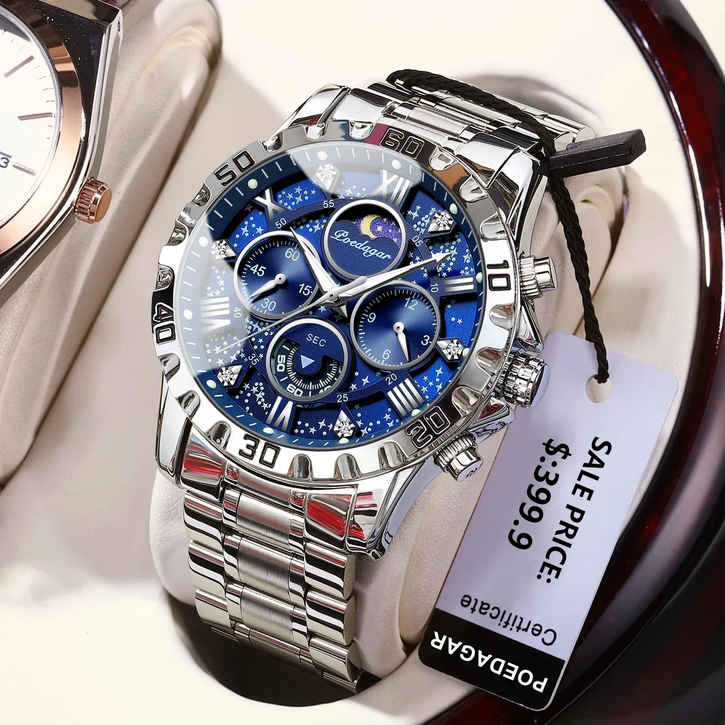 Poedagar Men's Quartz Watch: Waterproof Luminous Stainless Steel Sports ...