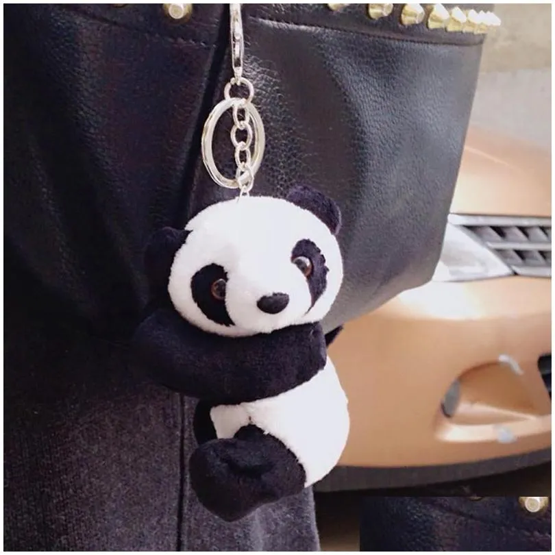 Plush Keychain Animal Plush Keychain Cute Panda Keyring Holder Bag ...