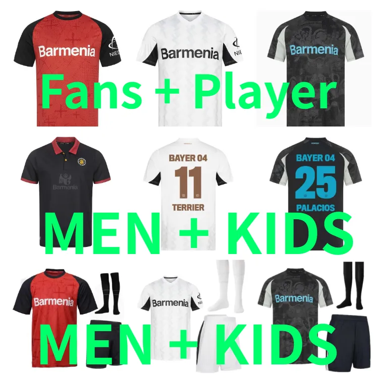 Bayer 04 Leverkusen Black Soccer Kits 24/25 Home/Away Third Featuring DEMIRBAY, Wirtz, BAKKER ...
