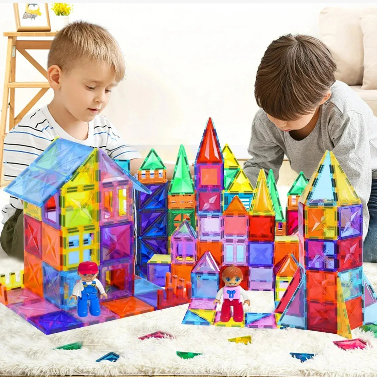 Large Sized Magnetic Magnetic Building Blocks Set Set With Strong Tiles ...