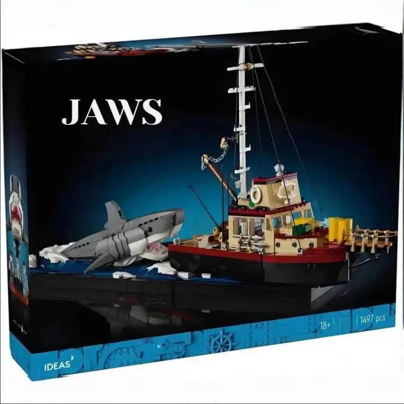 2024 New 21350 Jaws Diorama Boat Shark Pirate Ship Building Blocks ...